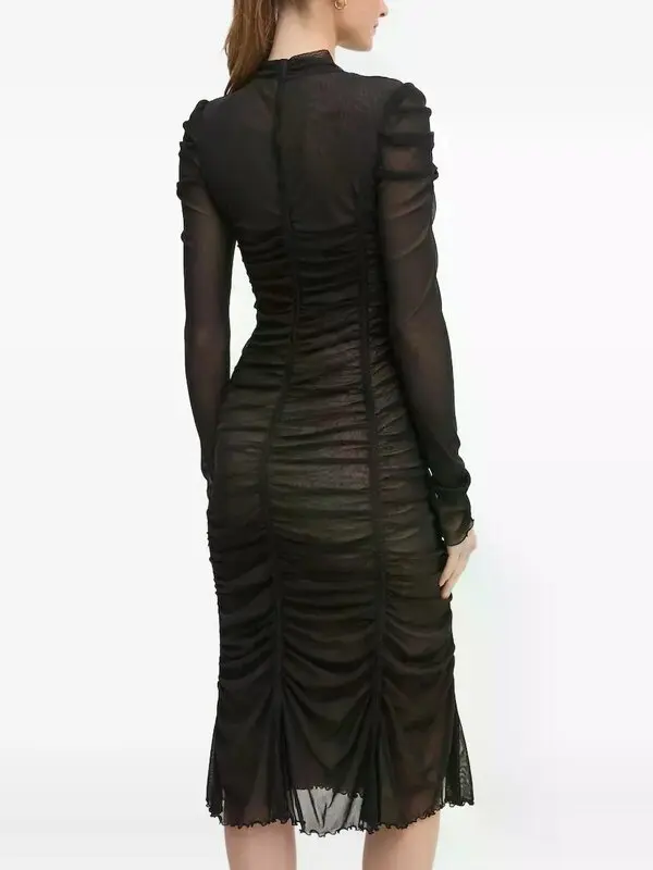 black strapless slip for under dress Black Ruched Ruffle Mesh Sleeveless Bodycon Midi Dress main image 0