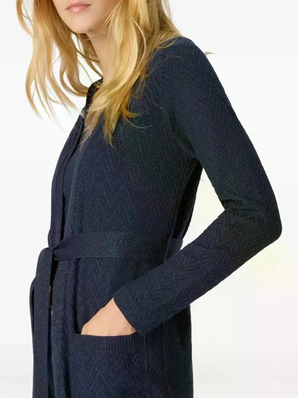Missoni Chevron-pattern Belted Cardigan - Blue