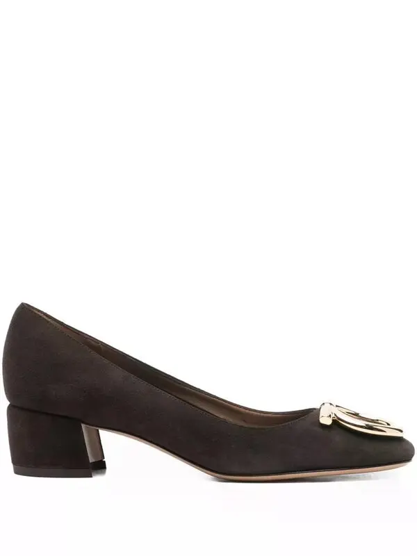 FERRAGAMO 40mm Gancini-embellished Block-heel Pumps - Brown