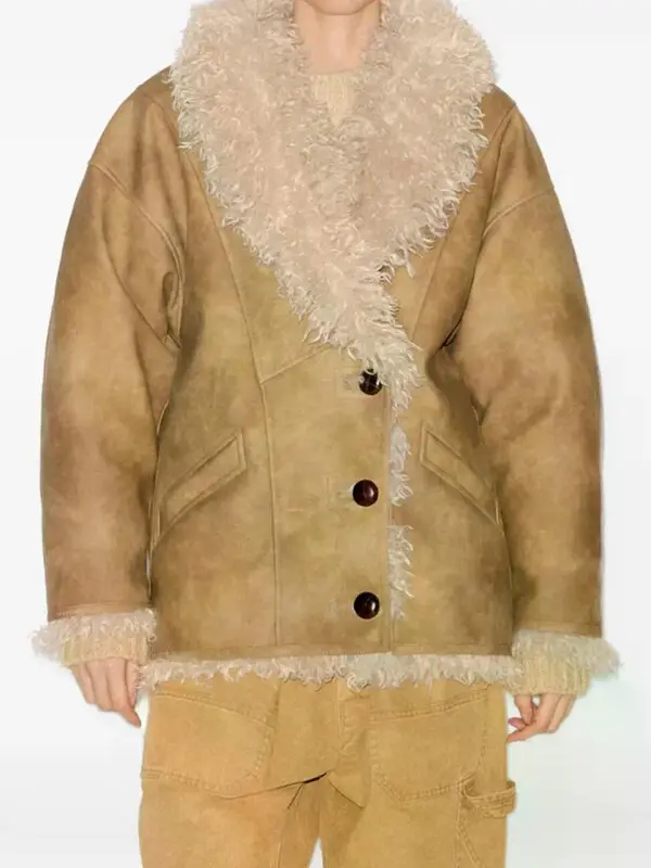 Isabel Marant Étoile Clea Faux-shearling Collar Coat - Brown