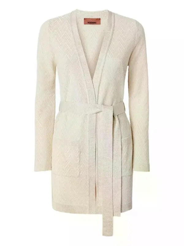 Missoni Chevron Pattern Belted Cardigan - Neutrals