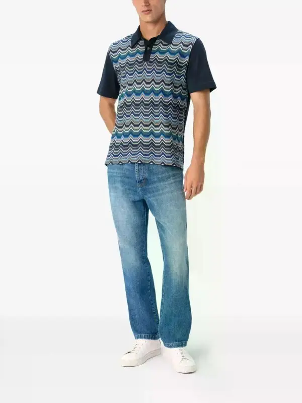 Missoni Wave-pattern Crew-neck Polo Shirt - Black