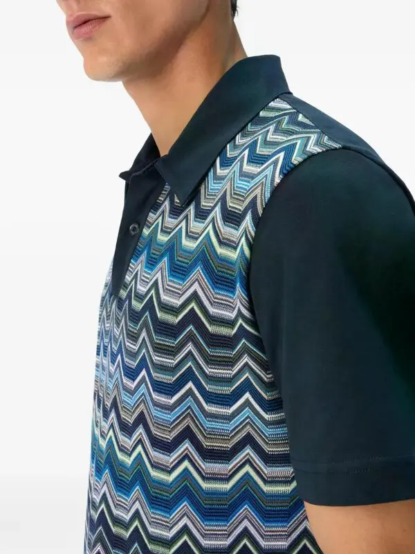 Missoni Wave-pattern Crew-neck Polo Shirt - Black