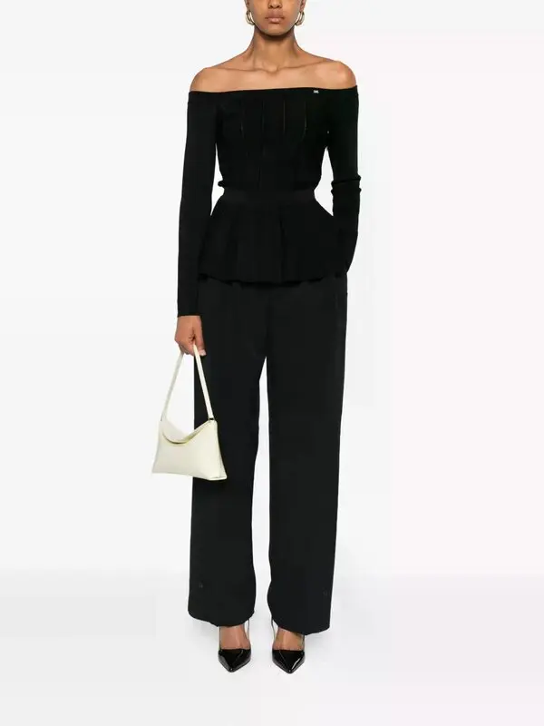 Elisabetta Franchi Pleated Panel Boat-neck Sweater