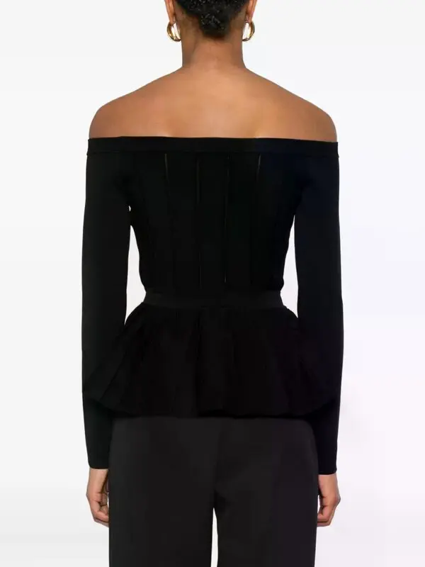 Elisabetta Franchi Pleated Panel Boat-neck Sweater