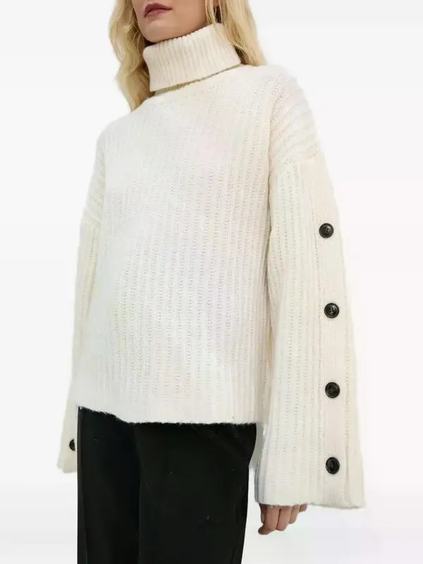 WON HUNDRED Ribbed Knit Button Detail Sweater