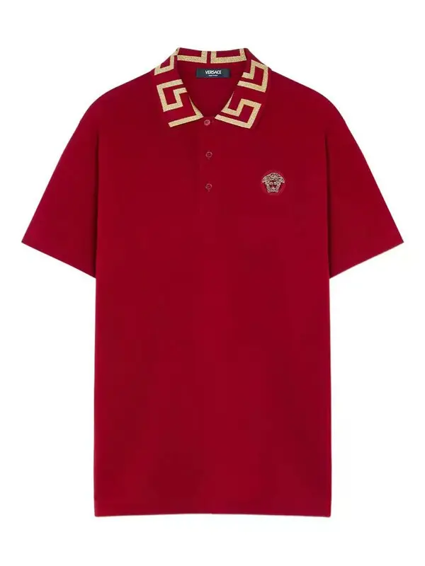 Versace Medusa Head Logo-embroidery Polo Shirt - Red