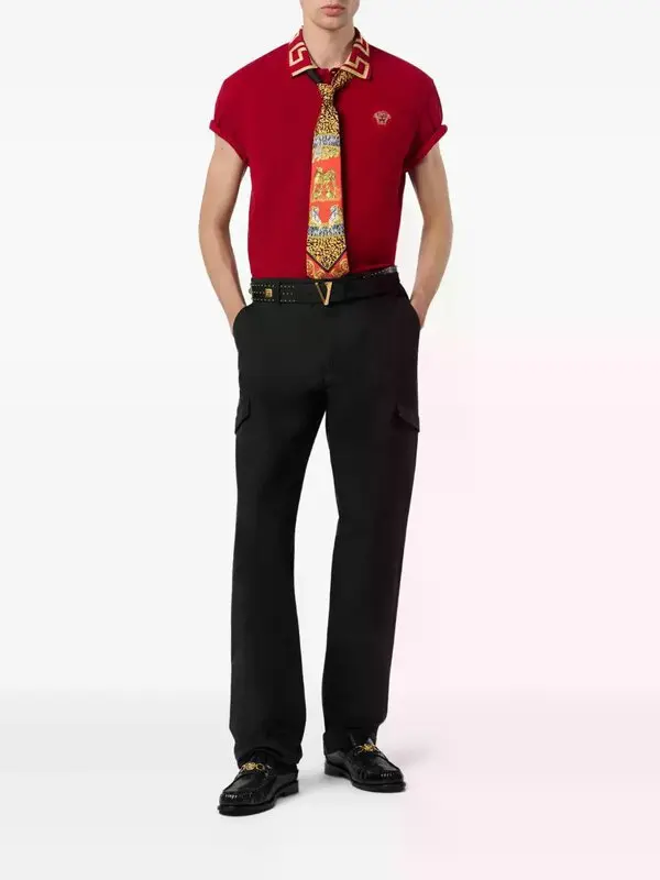 Versace Medusa Head Logo-embroidery Polo Shirt - Red