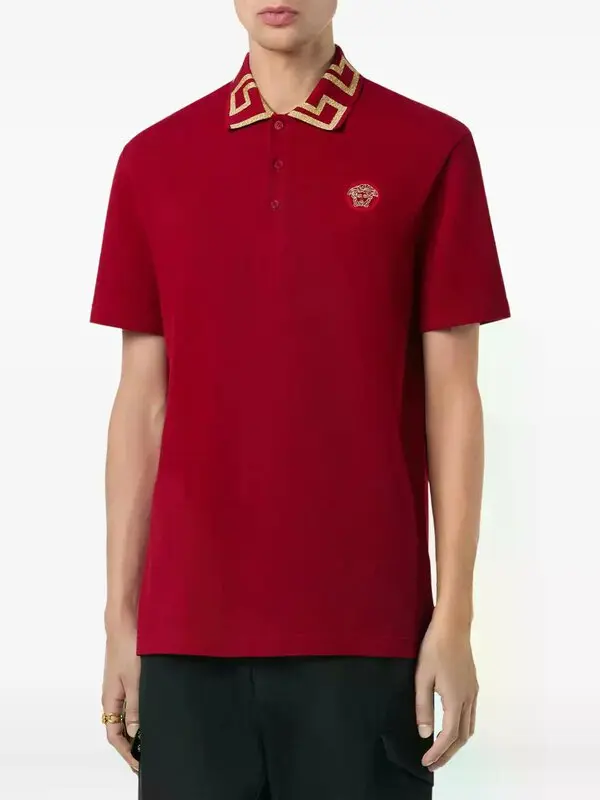 Versace Medusa Head Logo-embroidery Polo Shirt - Red