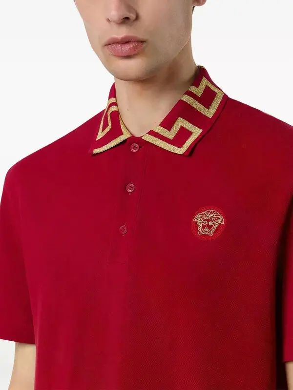 Versace Medusa Head Logo-embroidery Polo Shirt - Red