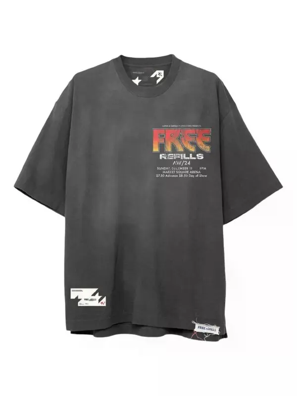 FREE REFILLS Kiss Graphic-print Cotton T-shirt - Grey