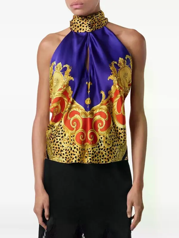 Versace Baroque-print Halterneck Top