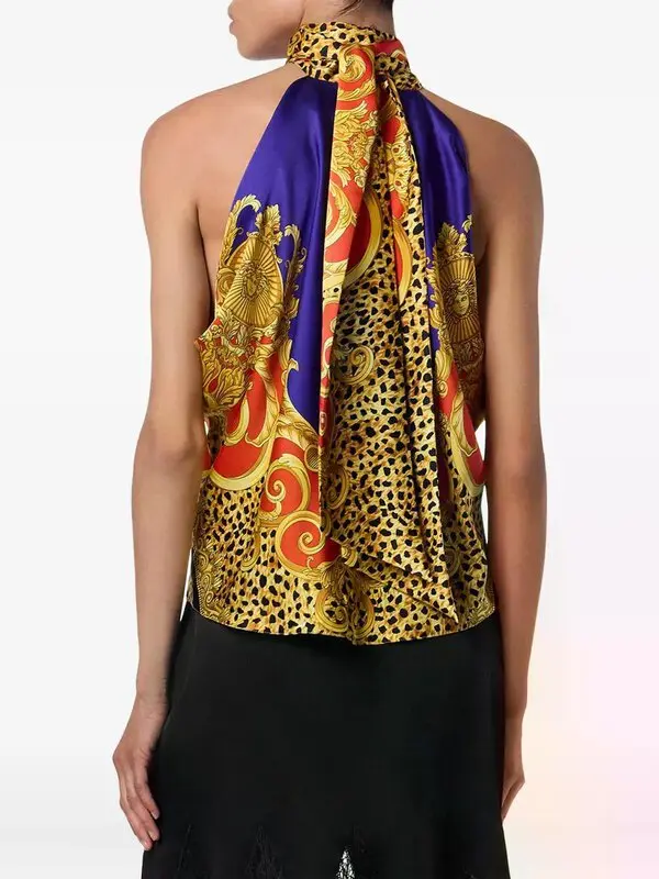 Versace Baroque-print Halterneck Top
