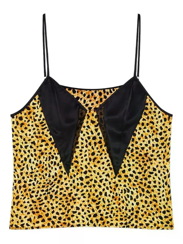 Versace Cheetah-print Silk Top - Yellow