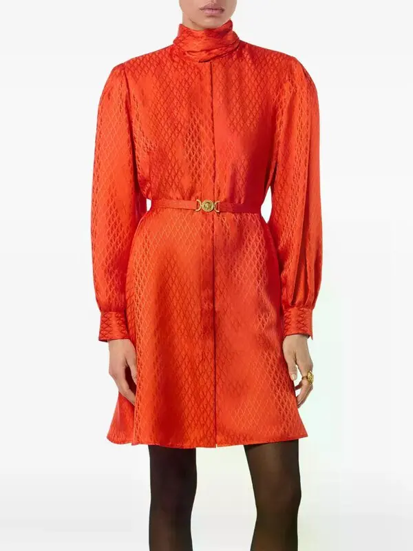Versace Geometric-pattern Belted Dress