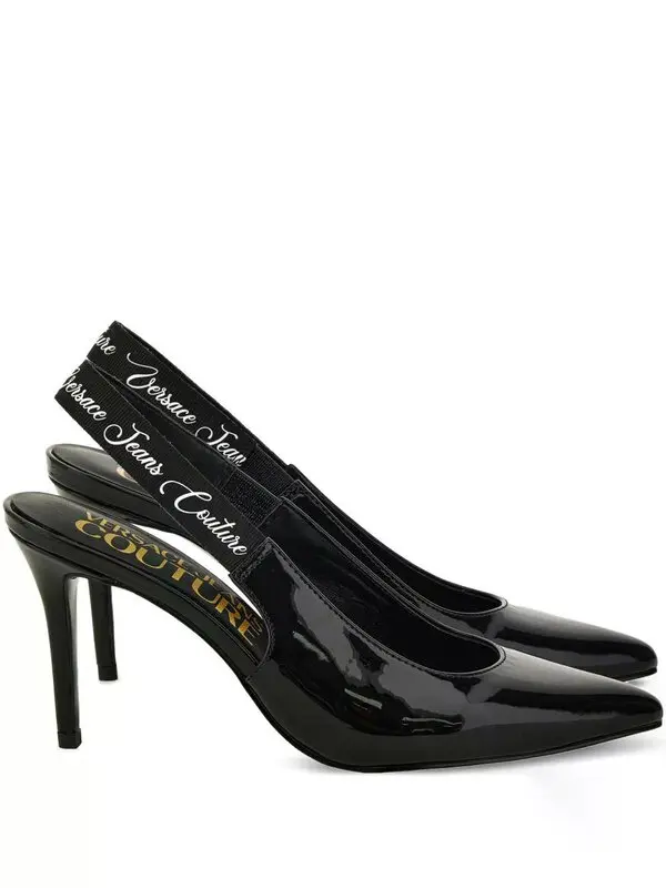 Versace Slingback Patent Leather Pumps - Black