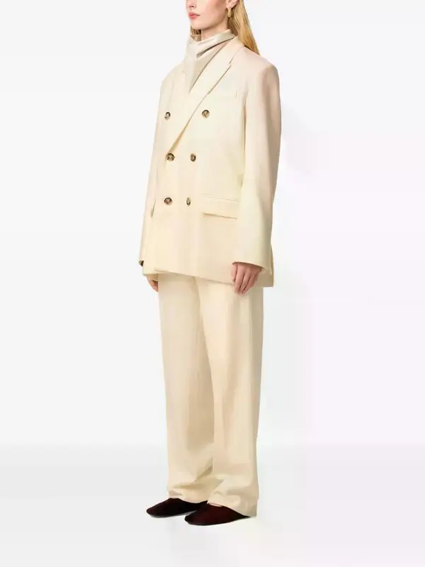 AMI Paris Loose Double-breasted Wool Jacket - Neutrals