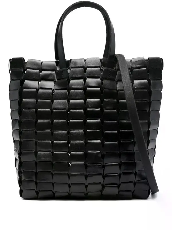 Dragon Diffusion Leather Woven Tote Bag - Black