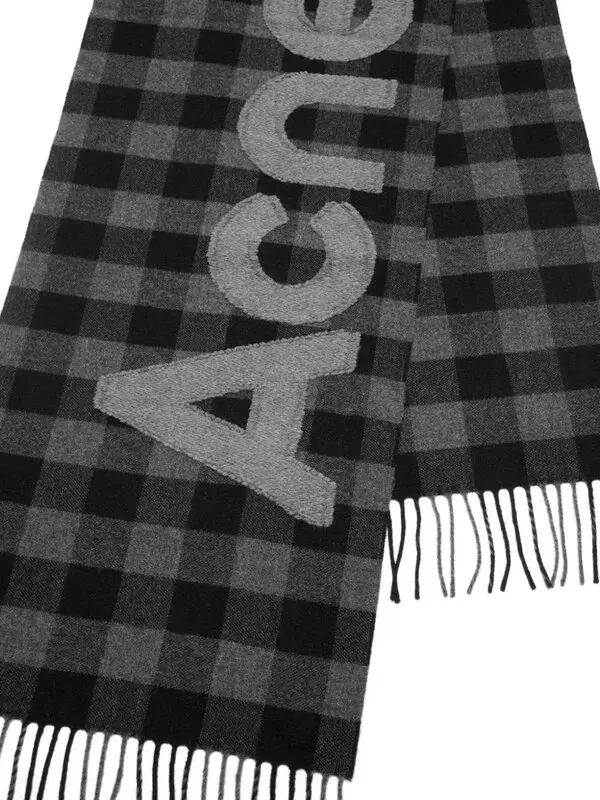 Acne Studios Gingham Logo Scarf