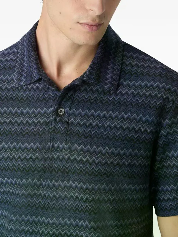 Missoni Chevron-pattern Polo Shirt - Blue