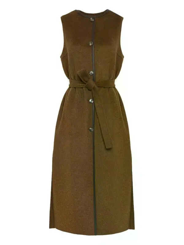 YVES SALOMON Belted Cashmere-wool Gilet - Brown