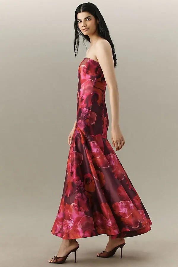 HUTCH Maria Strapless Floral Maxi Dress