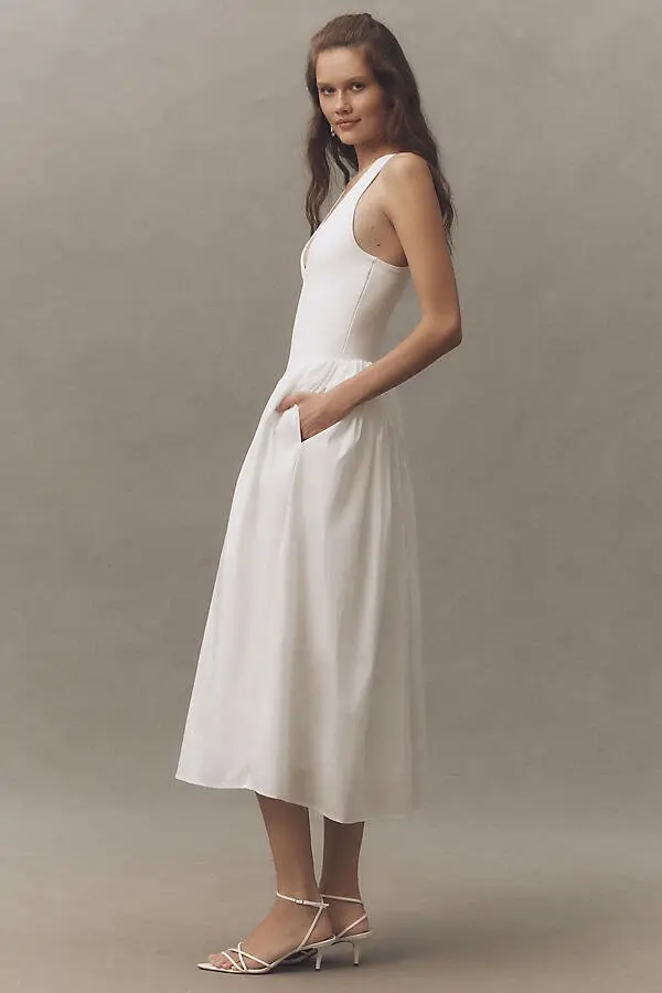 Buy Ronny Kobo Sirda Sleeveless V-neck Drop-waist Jersey Maxi Dress - White  At 53% Off