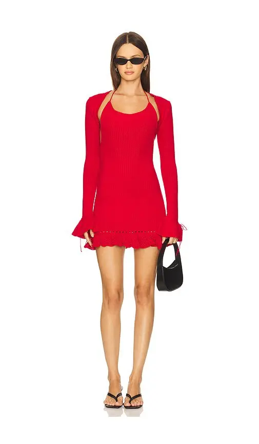 GUIZIO Crochet Halter Mini Dress