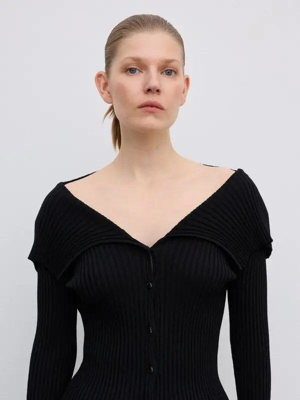 HOUSE OF DAGMAR Merino Rib-knit Cardigan