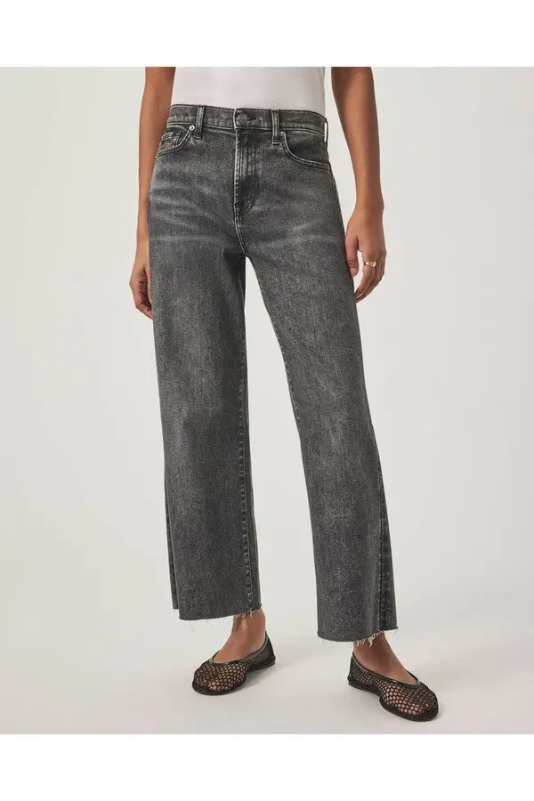 Splendid Cropped Wide-leg Raw Hem Jeans