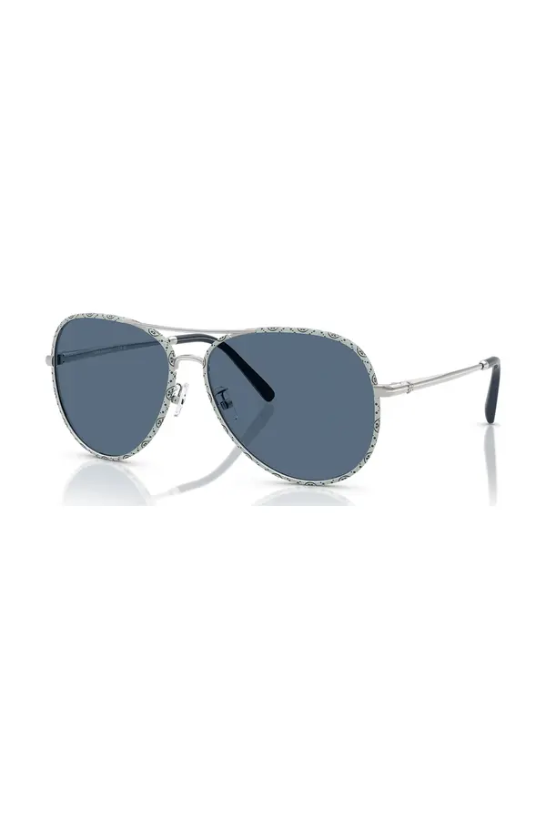 Tory Burch Metallic Frame Sunglasses with Navy Lenses Tory Burch Oversized Sunglasses Navy Crystal on Raffia Blue  main image 2