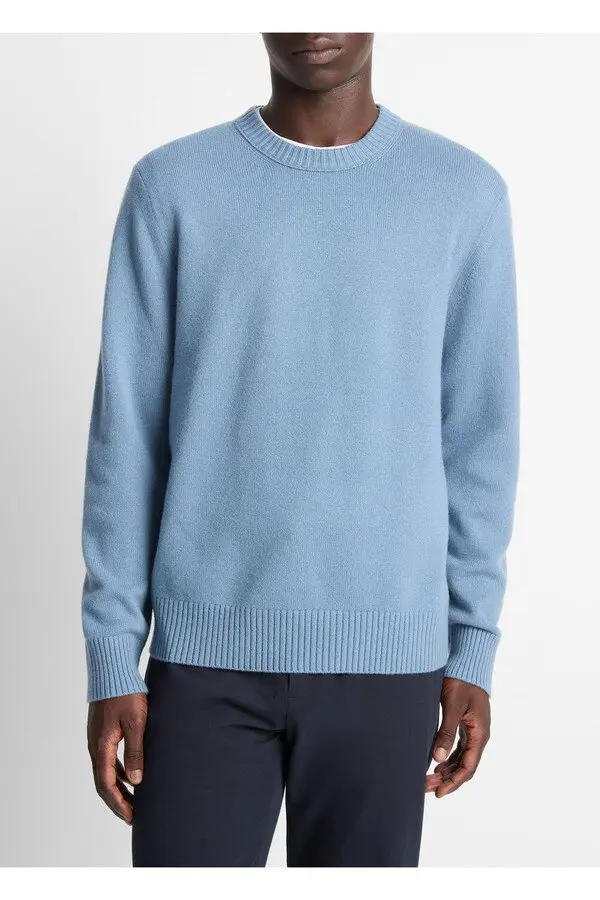 Vince Wool-cashmere Crew Neck Sweater - Blue