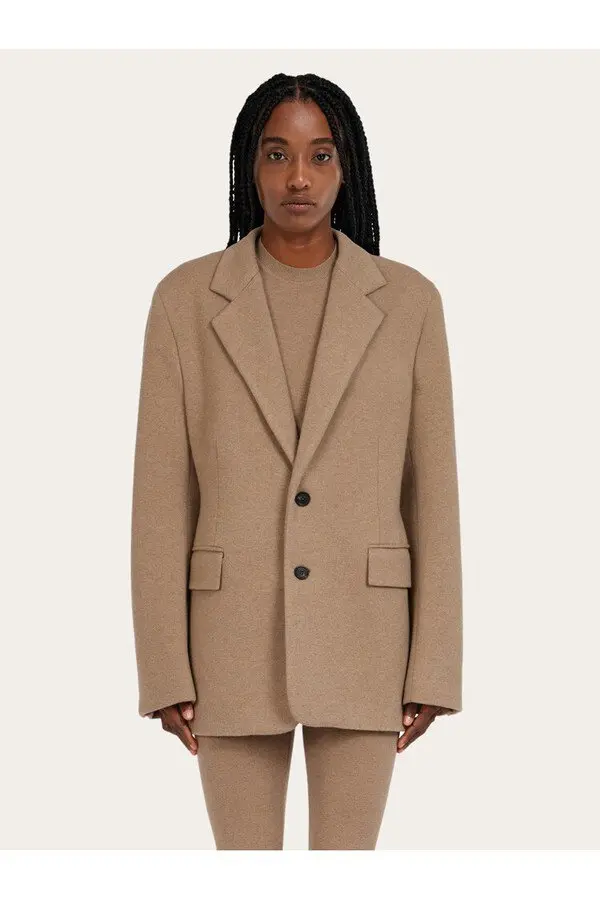 FERRAGAMO Single-breasted Virgin Wool Jersey Blazer - Red