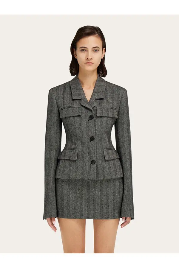 FERRAGAMO Single-breasted Blazer In Chevron
