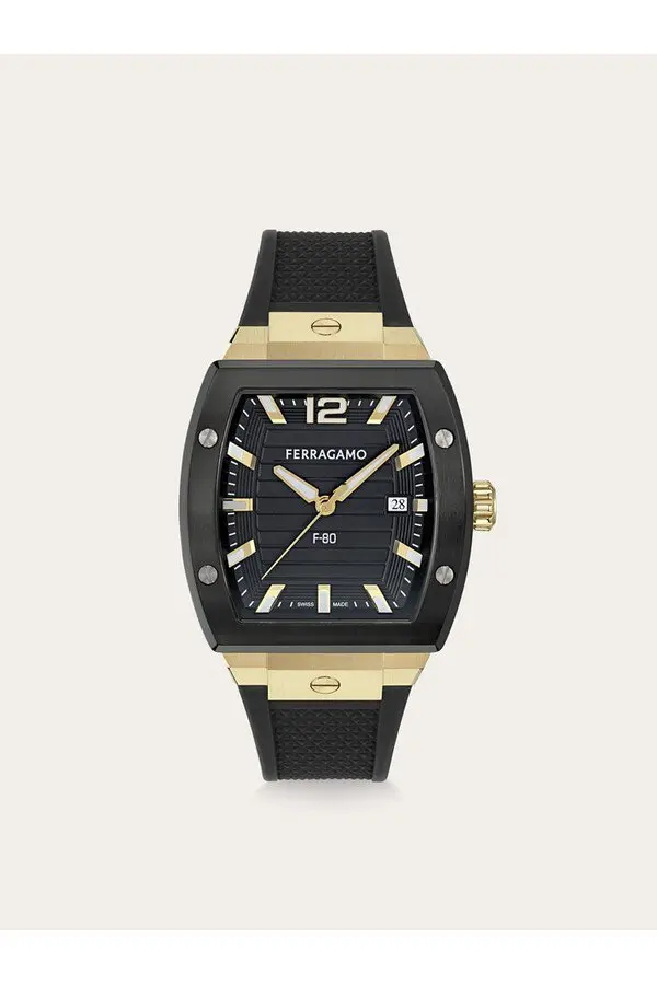 FERRAGAMO F-80 Tonneau 3h Watch - Black
