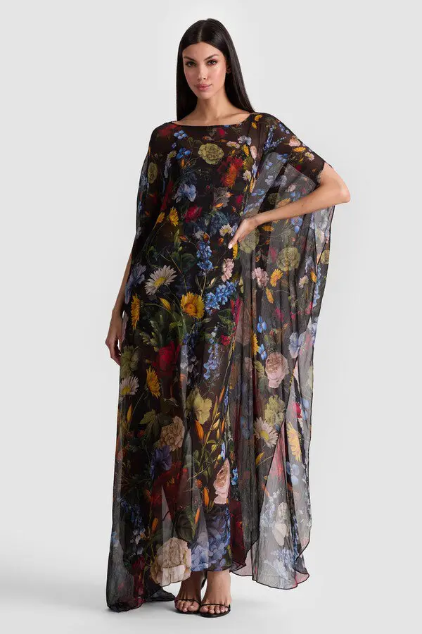 Alice + Olivia Linn Cape Maxi Dress - Black