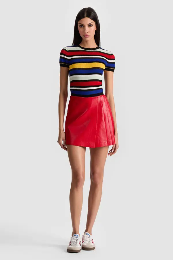 Alice + Olivia Toni Vegan Leather Mini Skirt