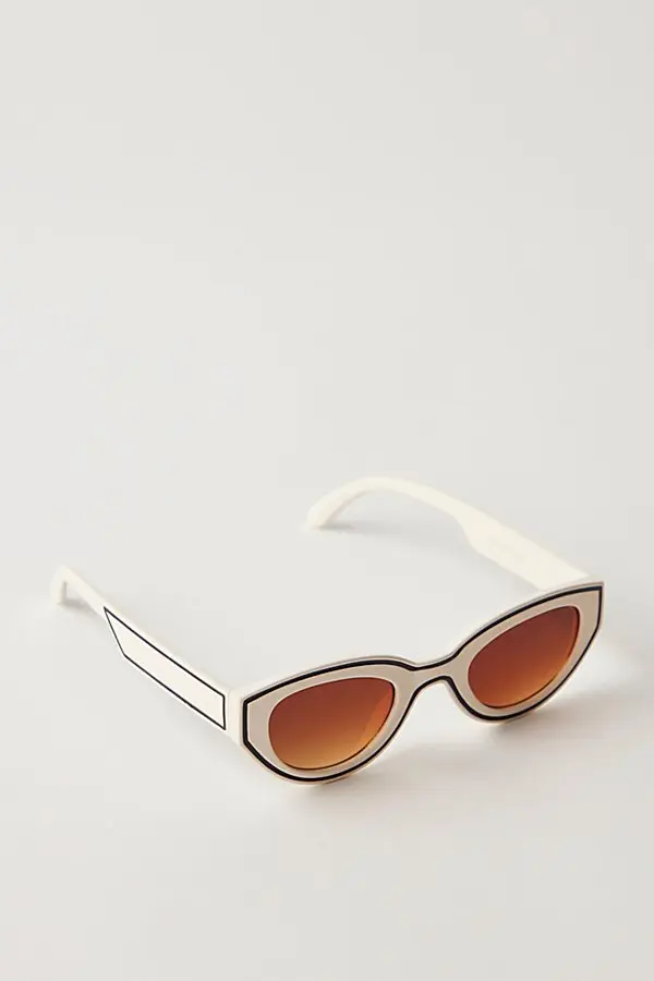 Free People Cat Eye Sunglasses - Creme With Black Lens