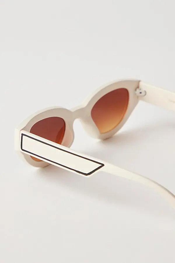 Free People Cat Eye Sunglasses - Creme With Black Lens