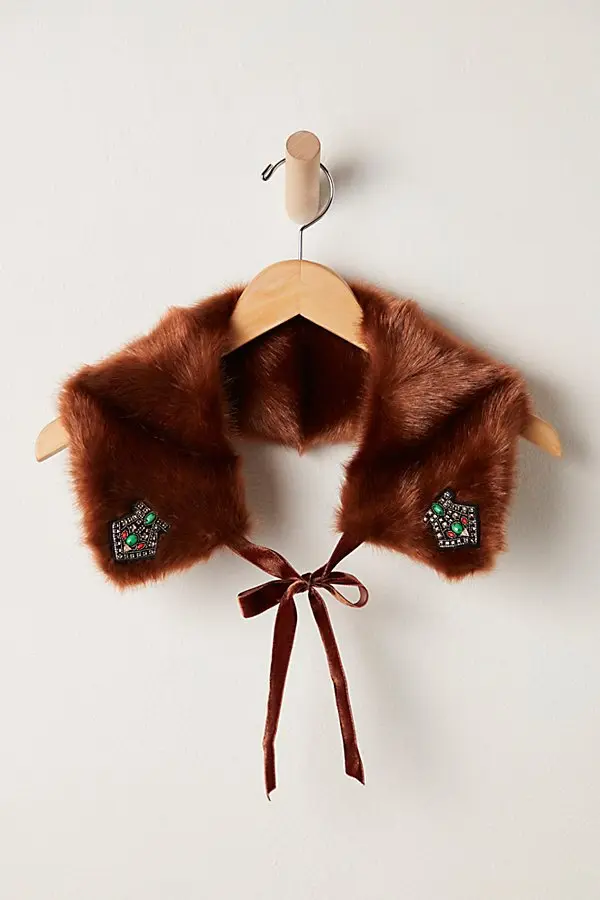 Anna Sui Faux Mink Patch Collar