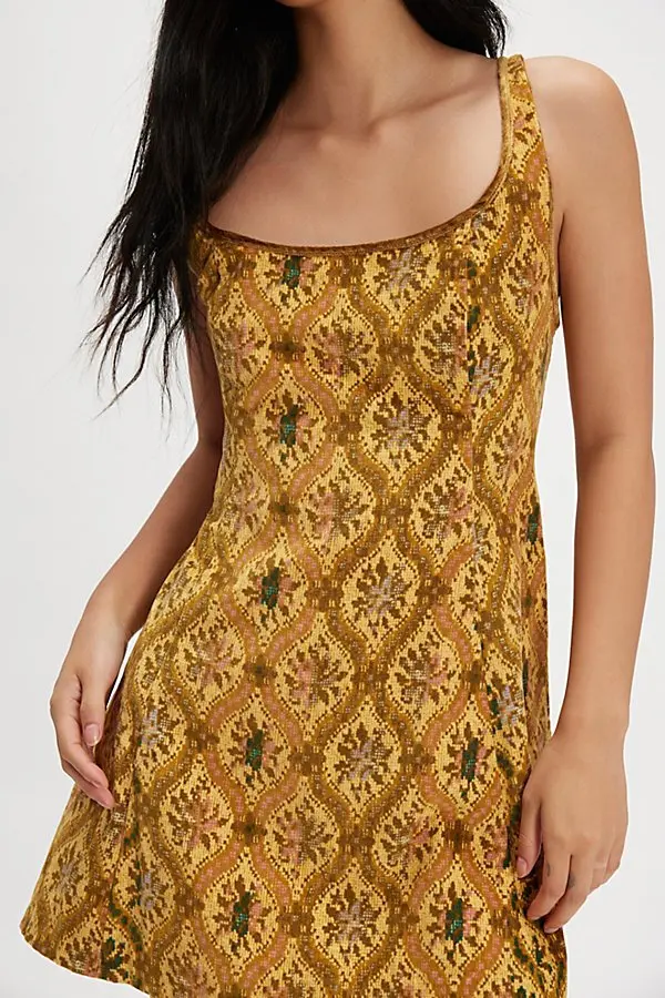 Free People Tapestry Mini Dress - Ochre Combo | Editorialist