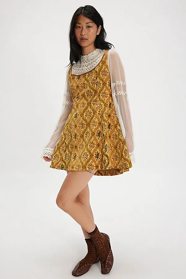 free people yellow embroidered dress Jovani 42783 | Jovani Dresses