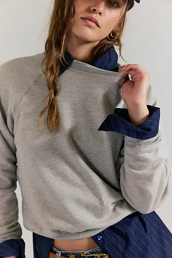 Free People Sonny Sweatshirt - Heather Grey