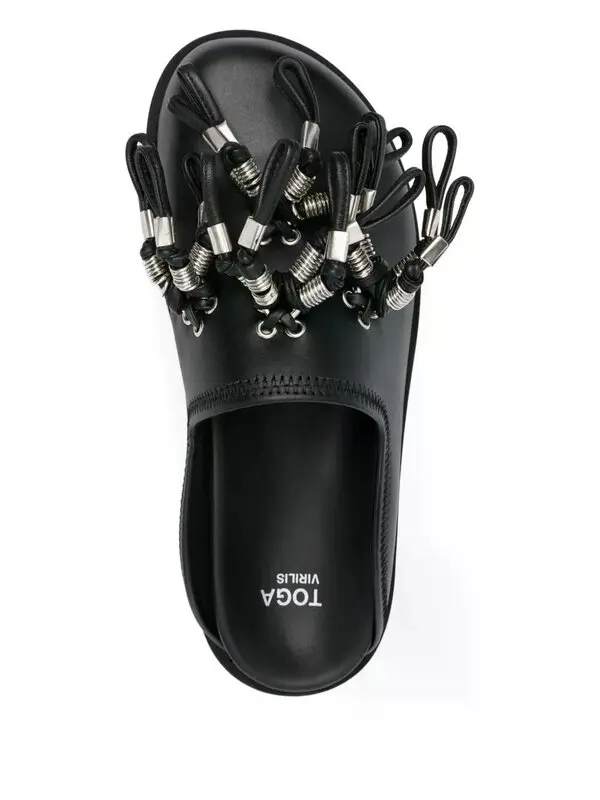 TOGA VIRILIS Tassel-embellished Leather Mules - Black