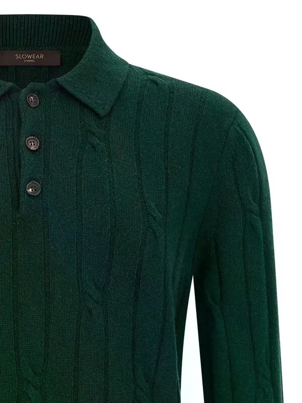 ZANONE Cable-knit Polo Shirt