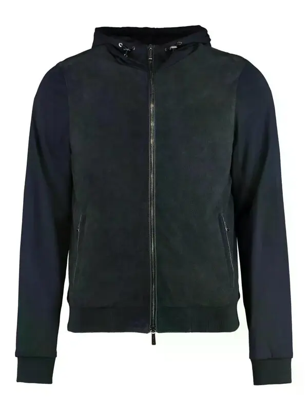 MOORER Leather-panel Hooded Jacket