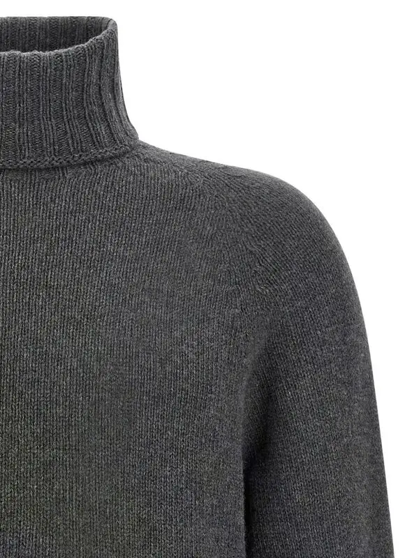 MA'RY'YA High-neck Cuffed-sleeve Sweater - Grey