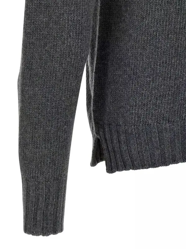 MA'RY'YA High-neck Cuffed-sleeve Sweater - Grey
