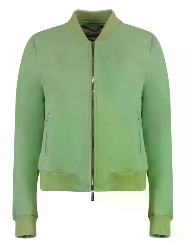 MOORER Double-zip Suede Bomber Jacket