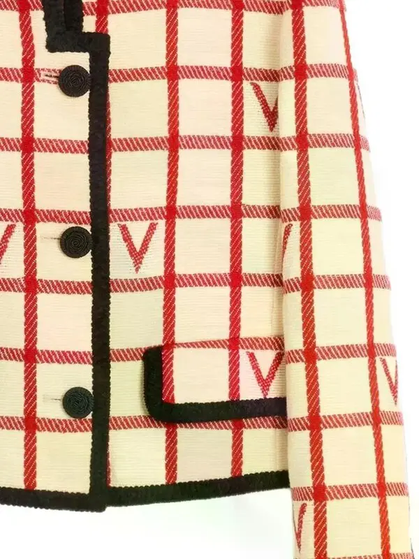 Valentino Garavani Embellished Grid Pattern Jacket - Neutrals